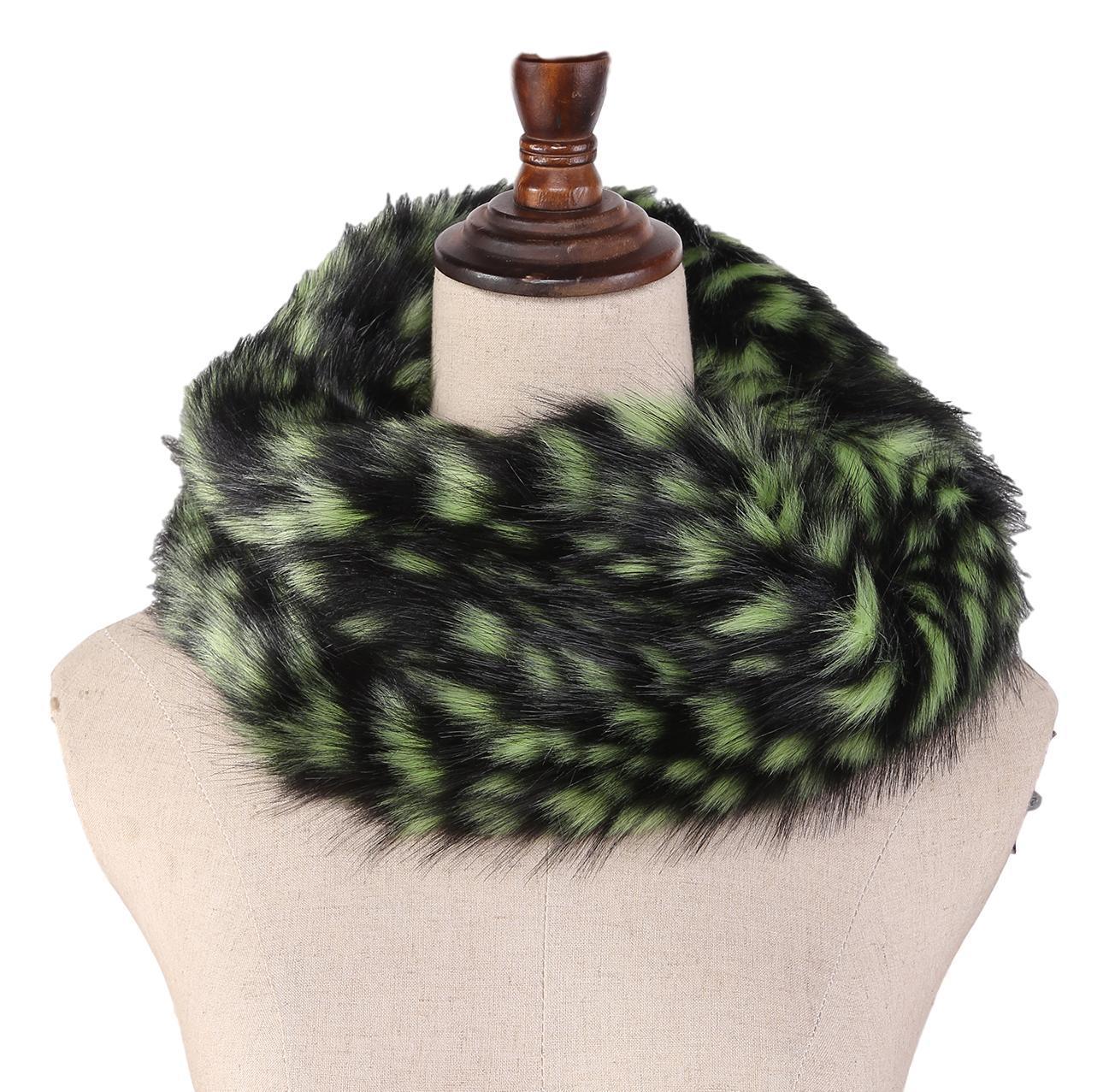Faux Fur Neck Warmer Black and Green Color WARM002 – Yangtze Store