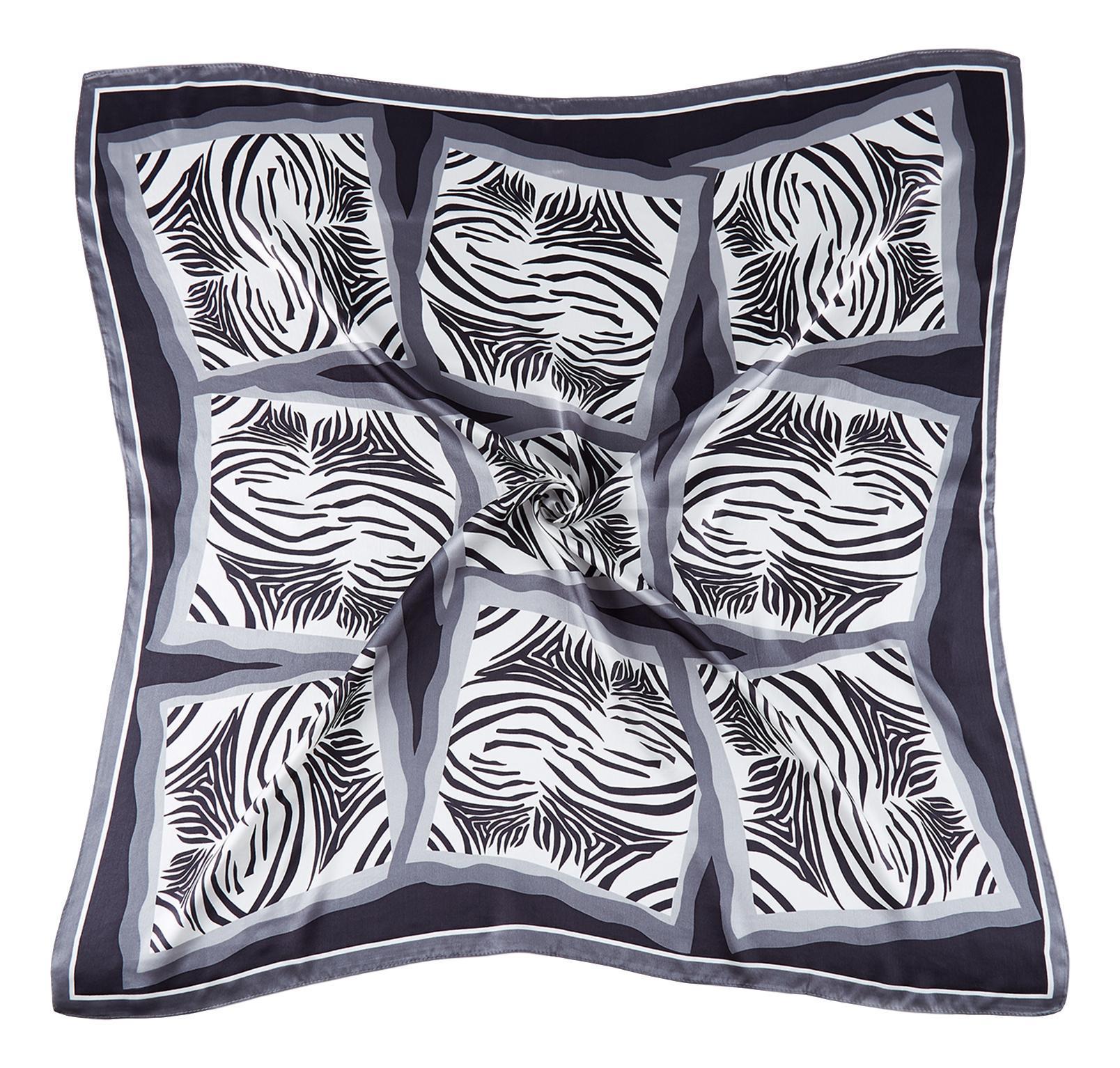 Large Square Silk Scarf Silver Color Zebra Print SZD091 – Yangtze Store