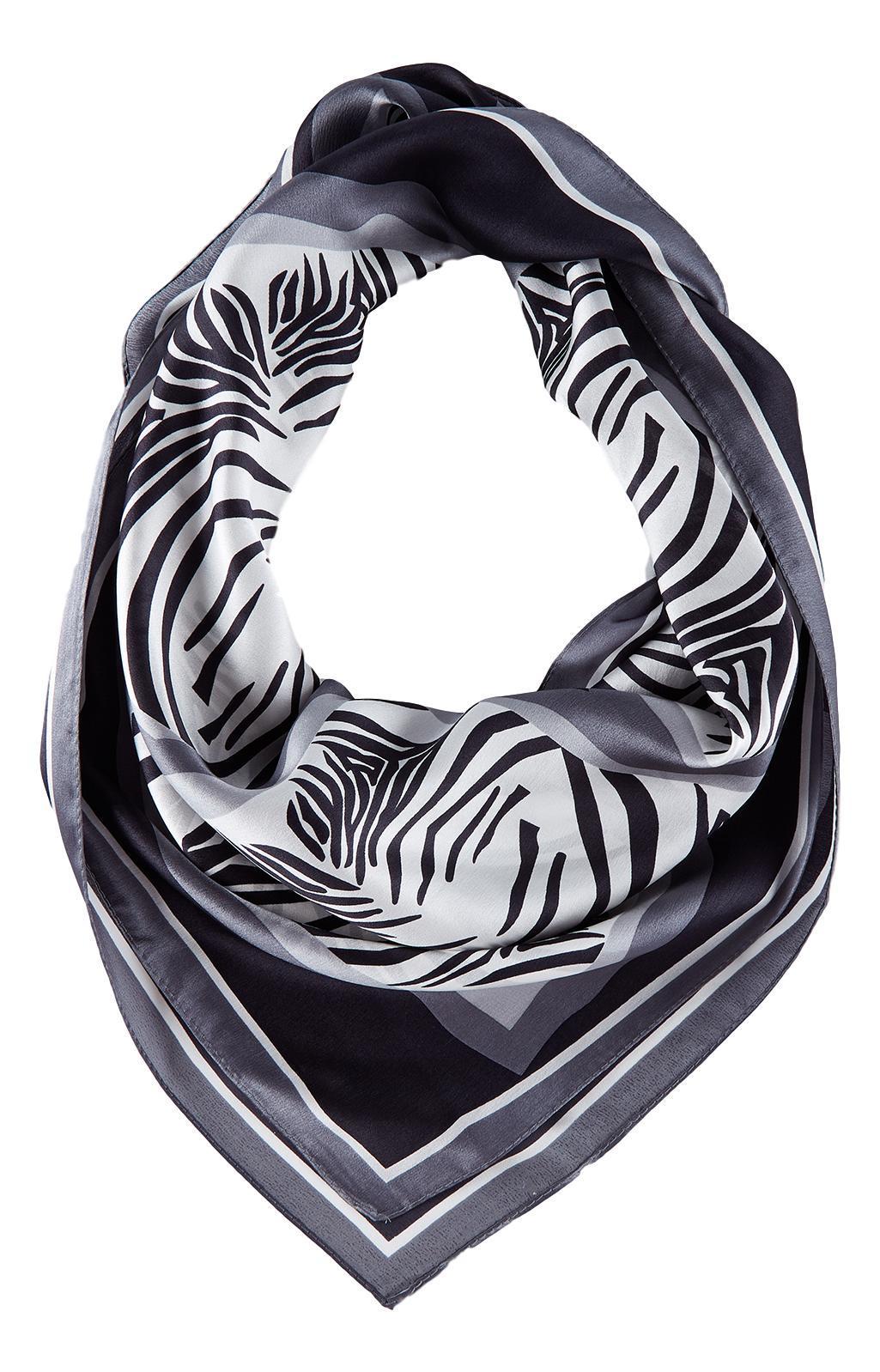 Large Square Silk Scarf Silver Color Zebra Print SZD091 – Yangtze Store
