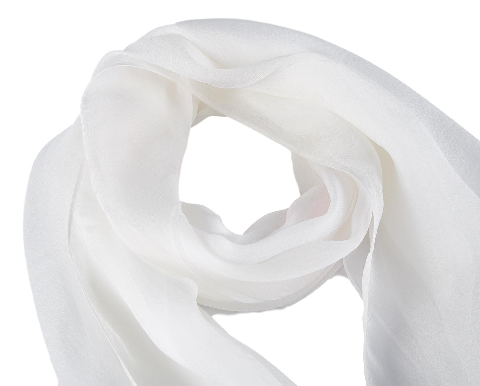 Long Silk Chiffon Scarf Solid White Color SQL201 – Yangtze Store