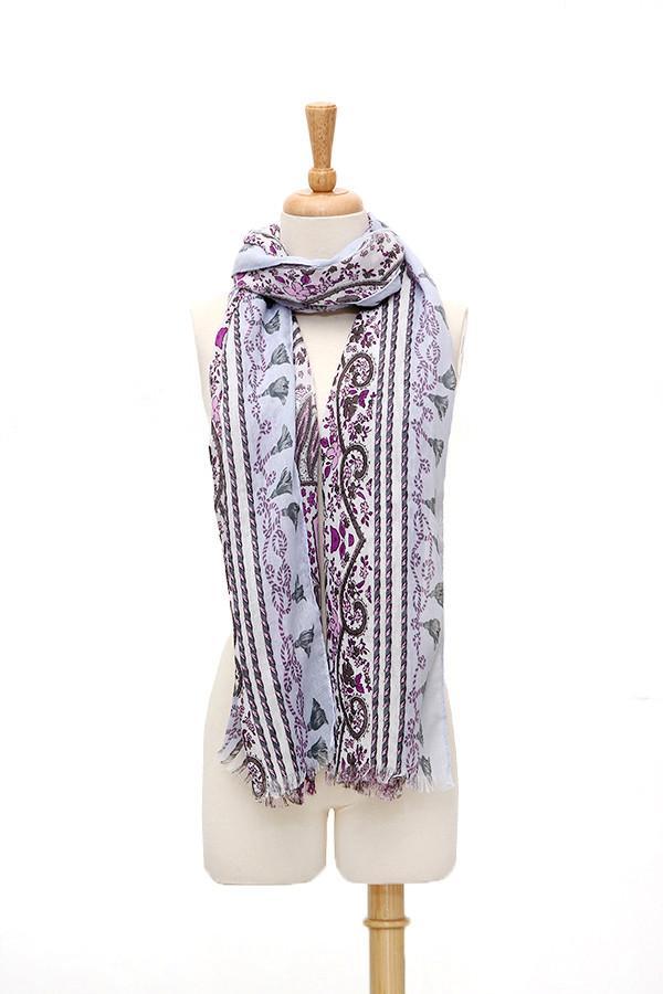 Long Viscose Scarf Purple Color Paisley Print COT206 – Yangtze Store