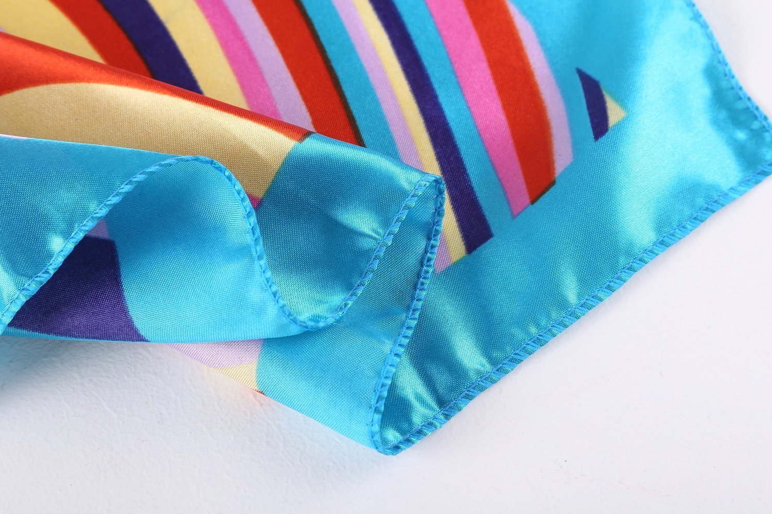 Small Square Satin Scarf Neckerchief Turquoise Curves Print XAT026 ...