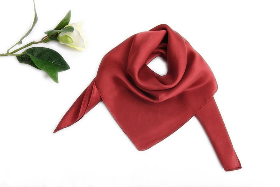 Small Square Silk Satin Scarf Plain Red Color XFJ307 – Yangtze Store